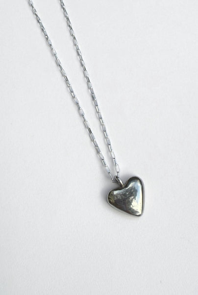 Silver Heart Charm w/ Drawn Box Chain – Natalie Joy Jewelry