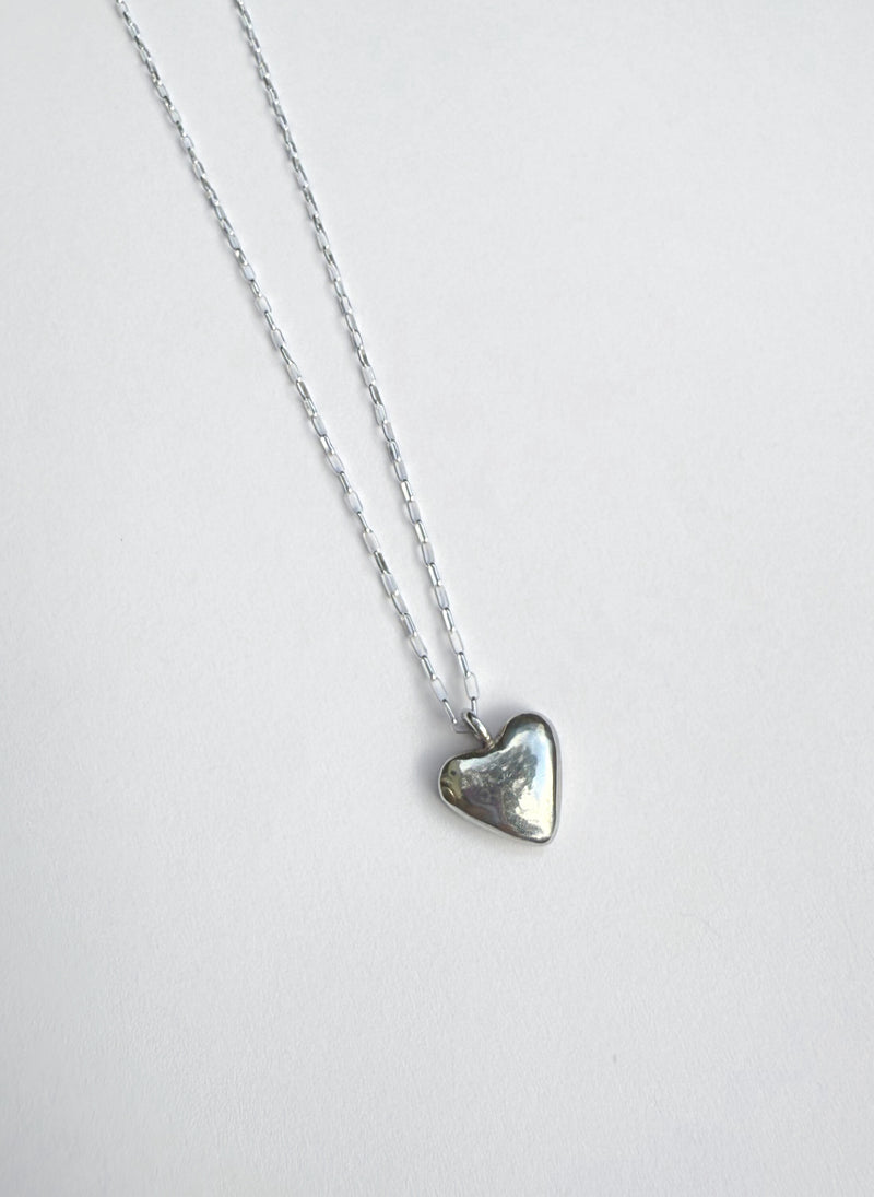 Silver Heart Charm w/ Drawn Cable Chain – Natalie Joy Jewelry